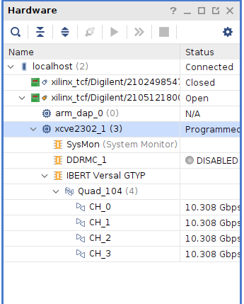 第五章 GTYP收发器误码率测试IBERT实验 — Versal 开发平台FPGA教程 1.0 文档